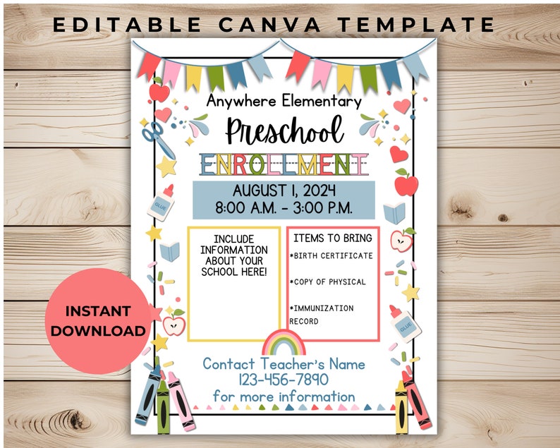 Customizable School Enrollment Flyer | Editable Canva Template ...