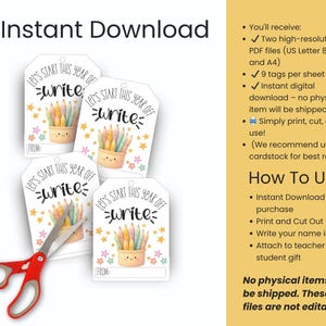 Back to School Printable Gift Tags | Let’s Start This Year off WRITE ...