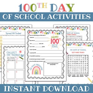 100th Day of School Activities, 100 Day Worksheets, Word Search, 100th ...