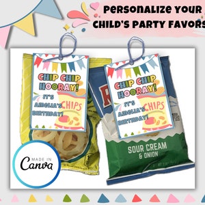 Editable Gift Tag for Chips, Canva Template Party Favor, School ...