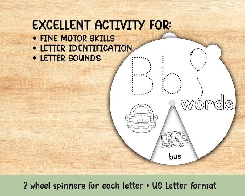 Wheel Spinner Coloring Craft, Alphabet Craft for Preschool Kindergarten ...