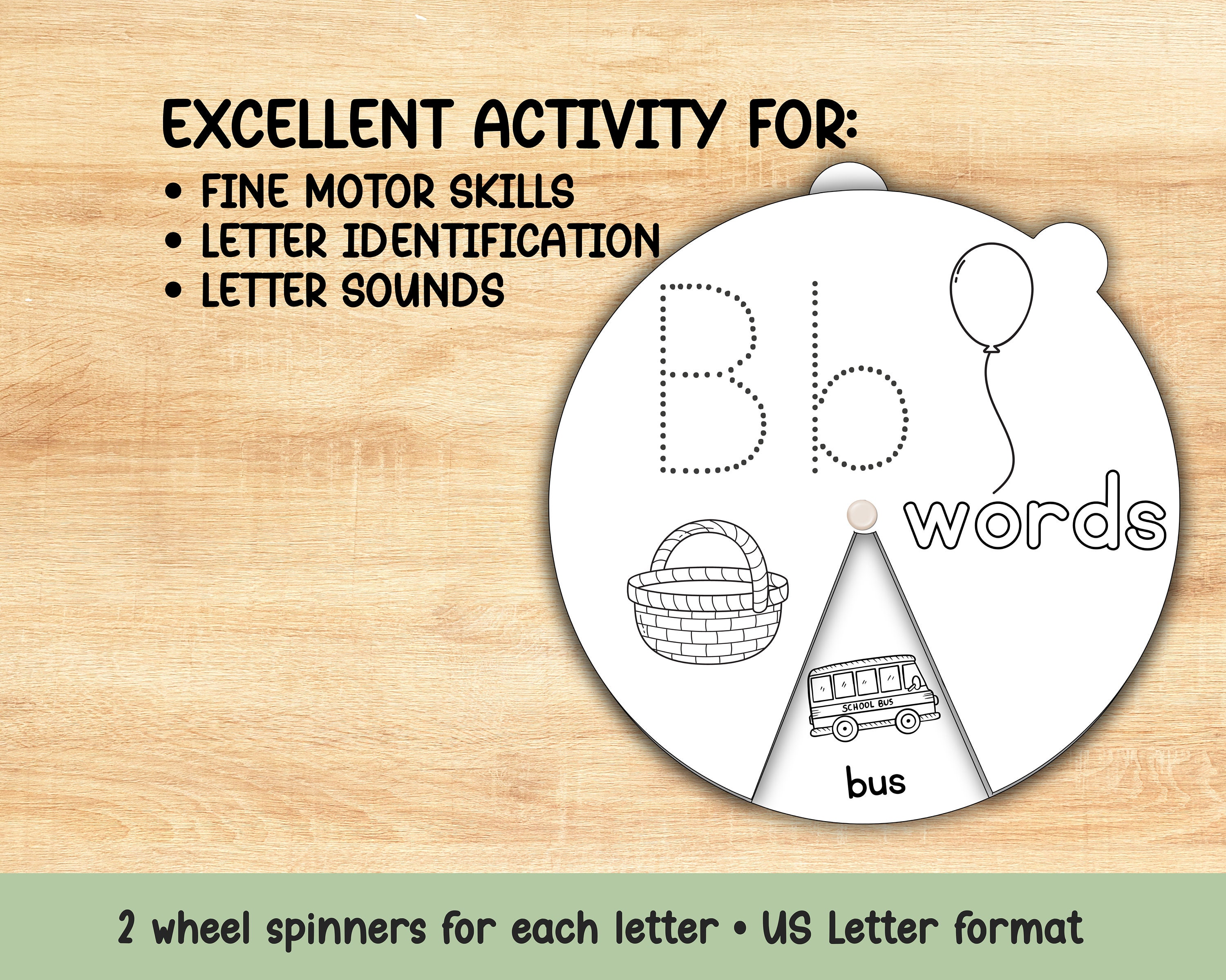 Wheel Spinner Coloring Craft, Alphabet Craft for Preschool Kindergarten ...