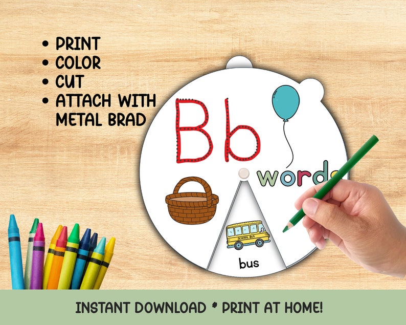Wheel Spinner Coloring Craft, Alphabet Craft for Preschool Kindergarten ...