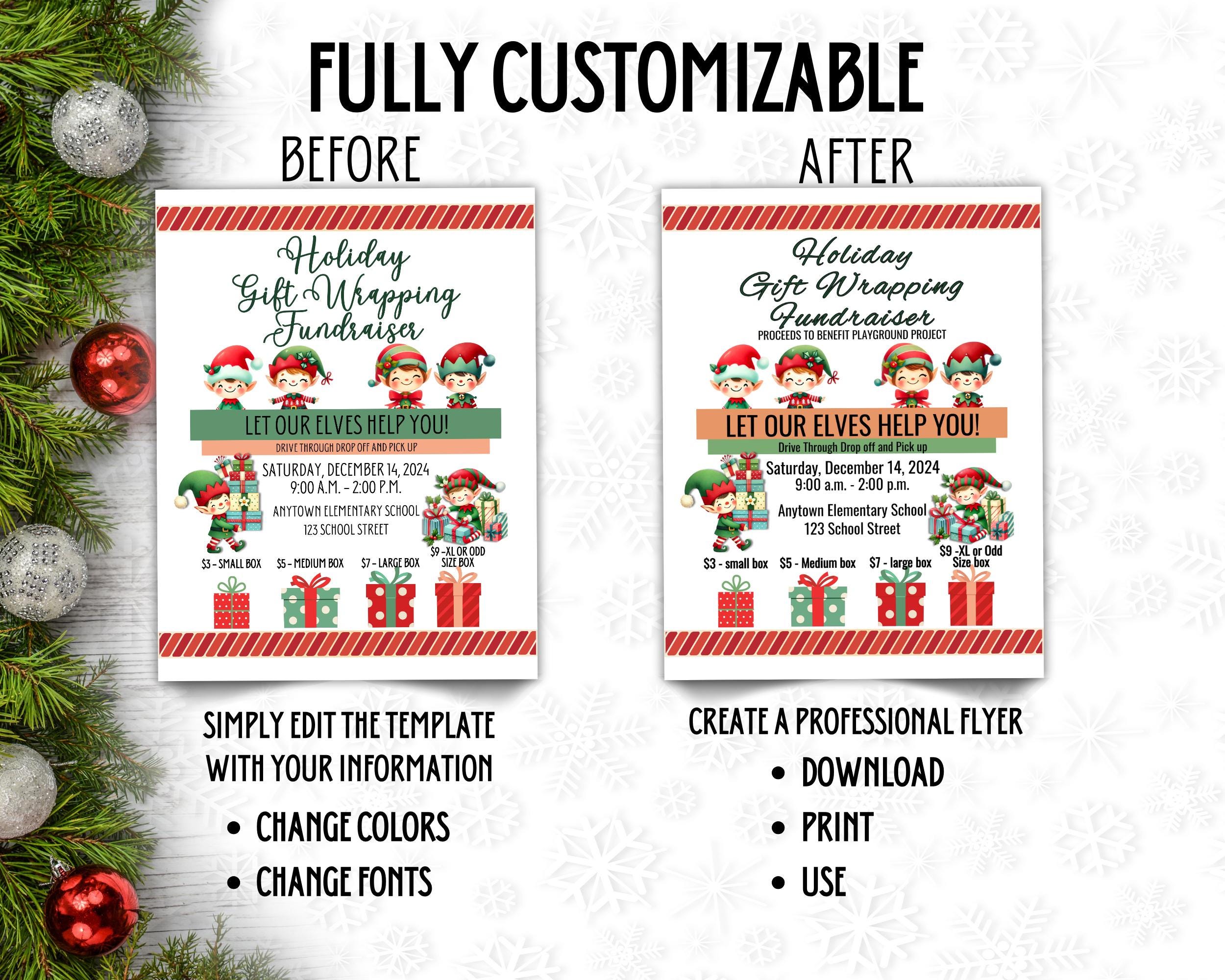 Holiday Gift Wrap Fundraiser Flyer - Editable Template for School ...