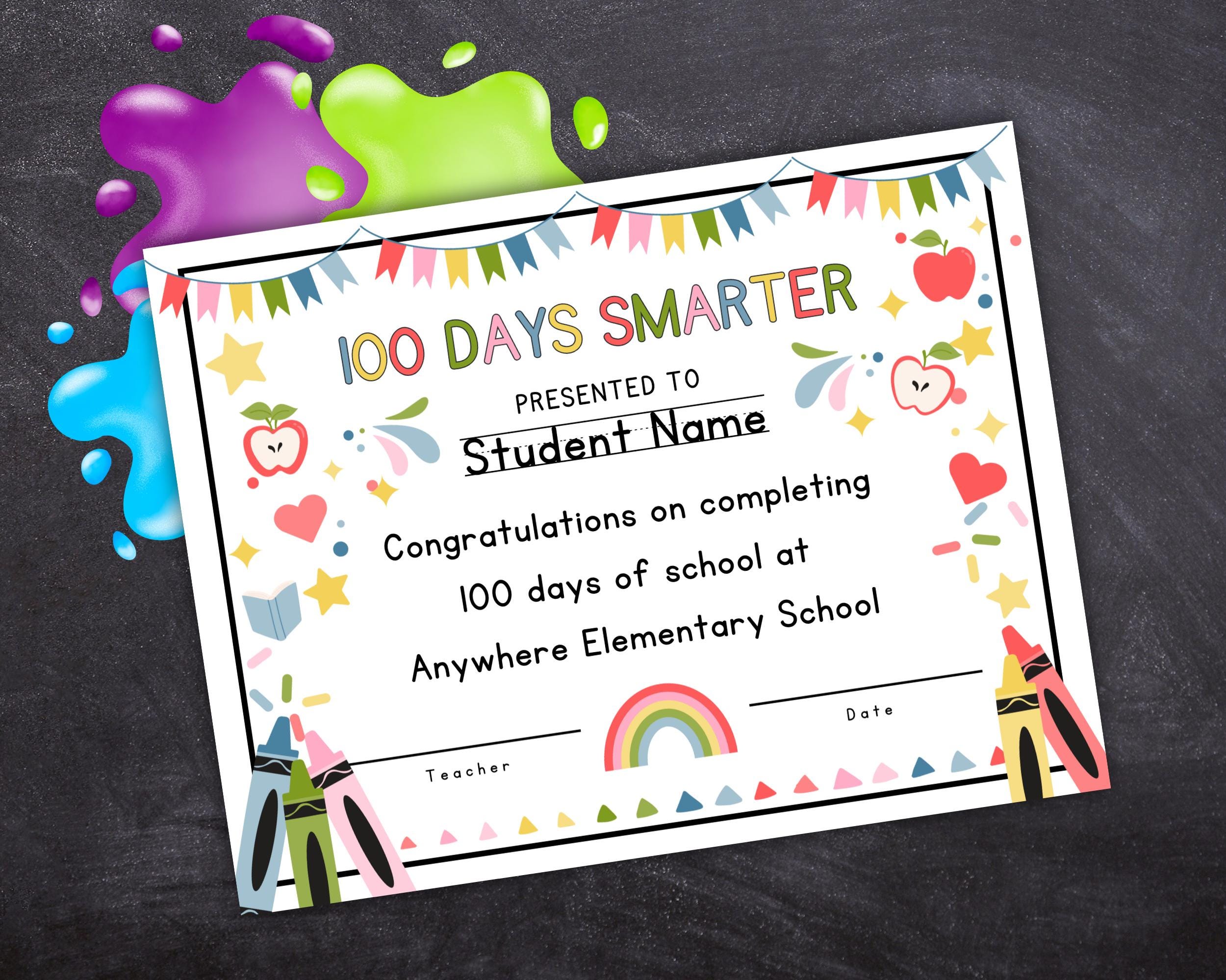 100th Day of School Certificate Template, 100 Day Printable Certificate ...
