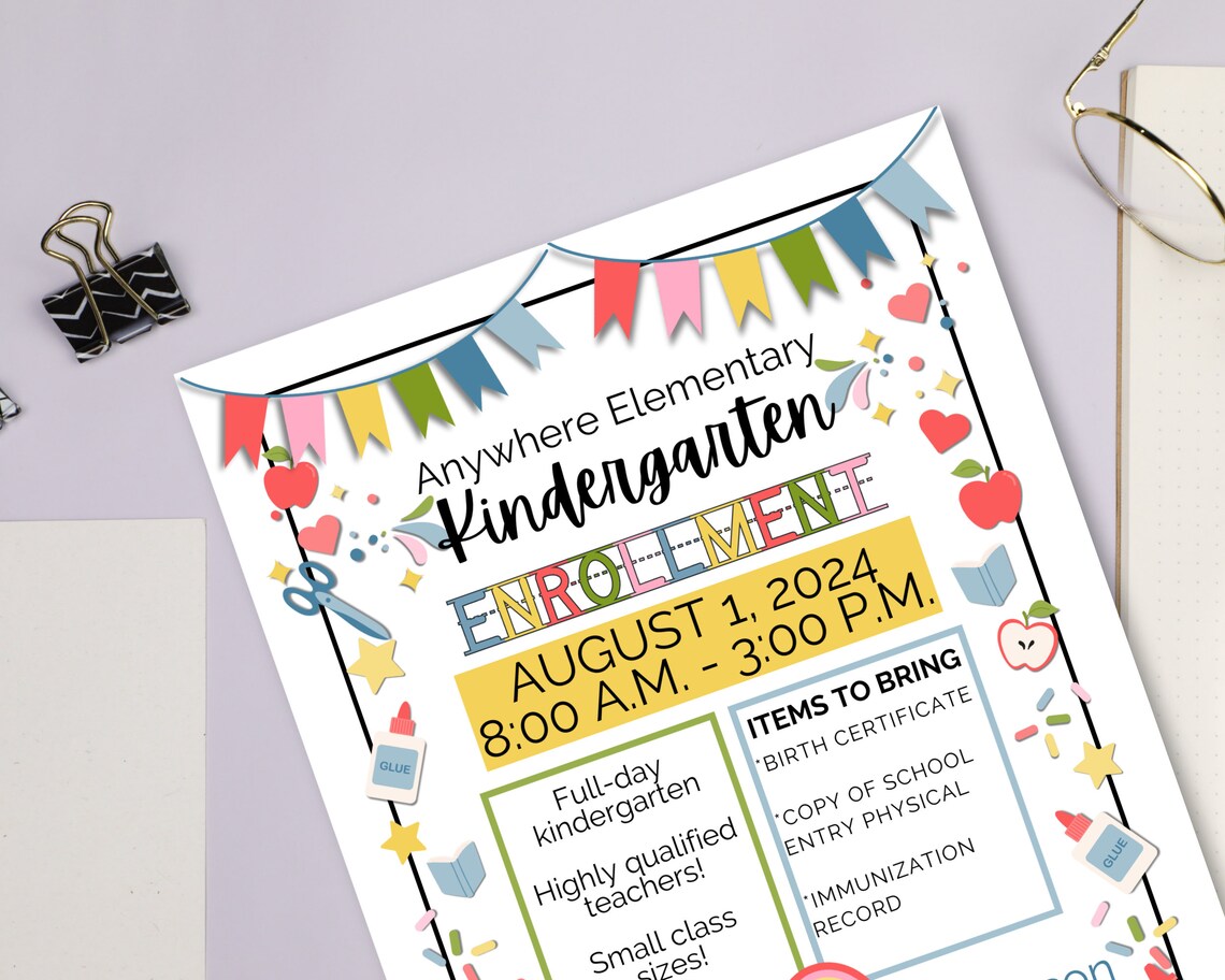 Customizable School Enrollment Flyer | Editable Canva Template ...