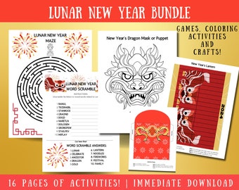Chinese New Year Learning and Game Bundle Lunar New Year Chinese Zodiac ...