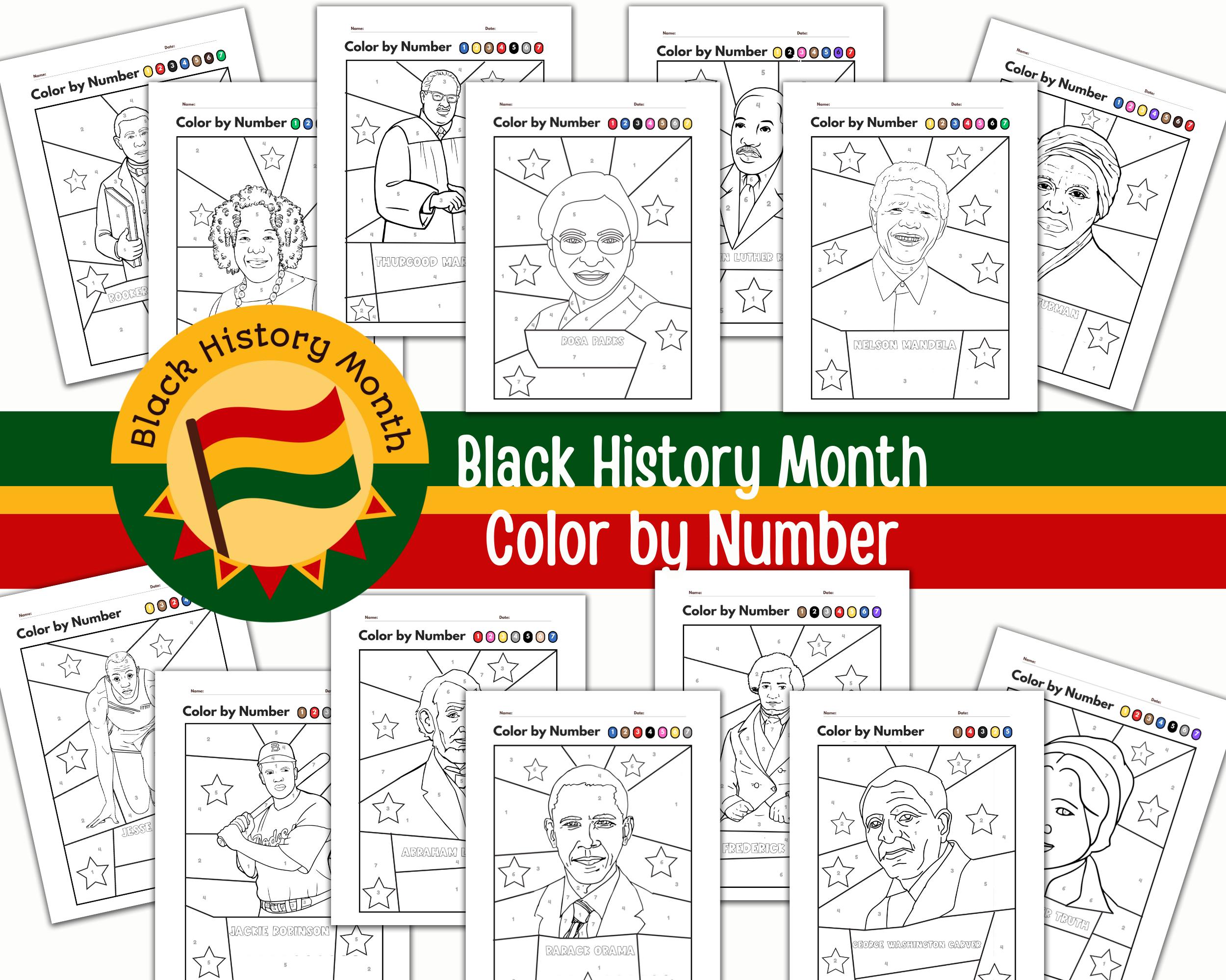 Black History Month Color by Number Printable Activity | 14 Coloring ...