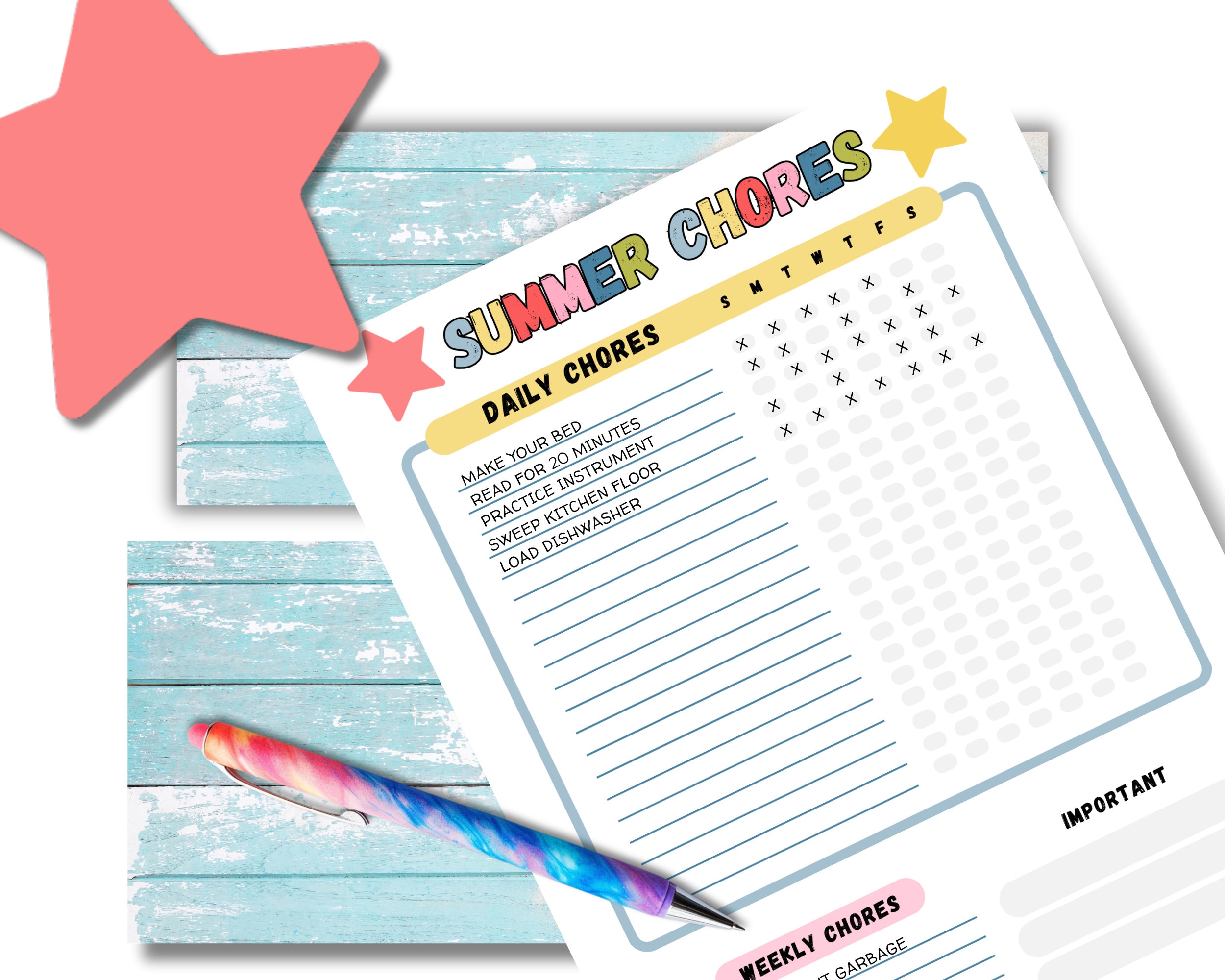 Summer Chore List Printable Keep Kids Busy Instant Download, Age ...