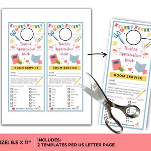Teacher Appreciation Room Service Door Hanger, Printable Editable ...