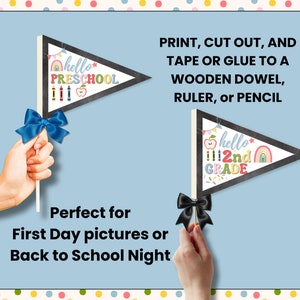 First Day of School Pennant Flag Printable, Printable Back to School ...