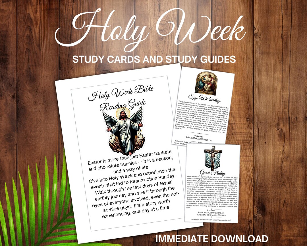 Holy Week Daily Study Cards | Palm Sunday to Easter Study Guide | Holy ...