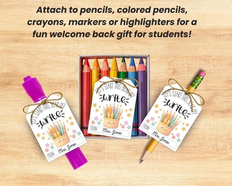 Back to School Printable Gift Tags | Let’s Start This Year off WRITE ...