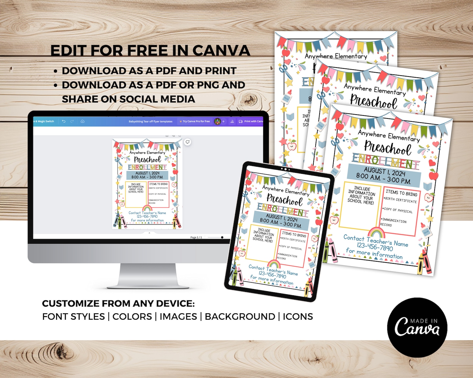Customizable School Enrollment Flyer | Editable Canva Template ...