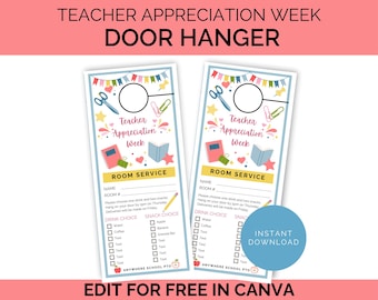Editable Room Service Door Hanger, Teacher and Staff Appreciation Ideas ...