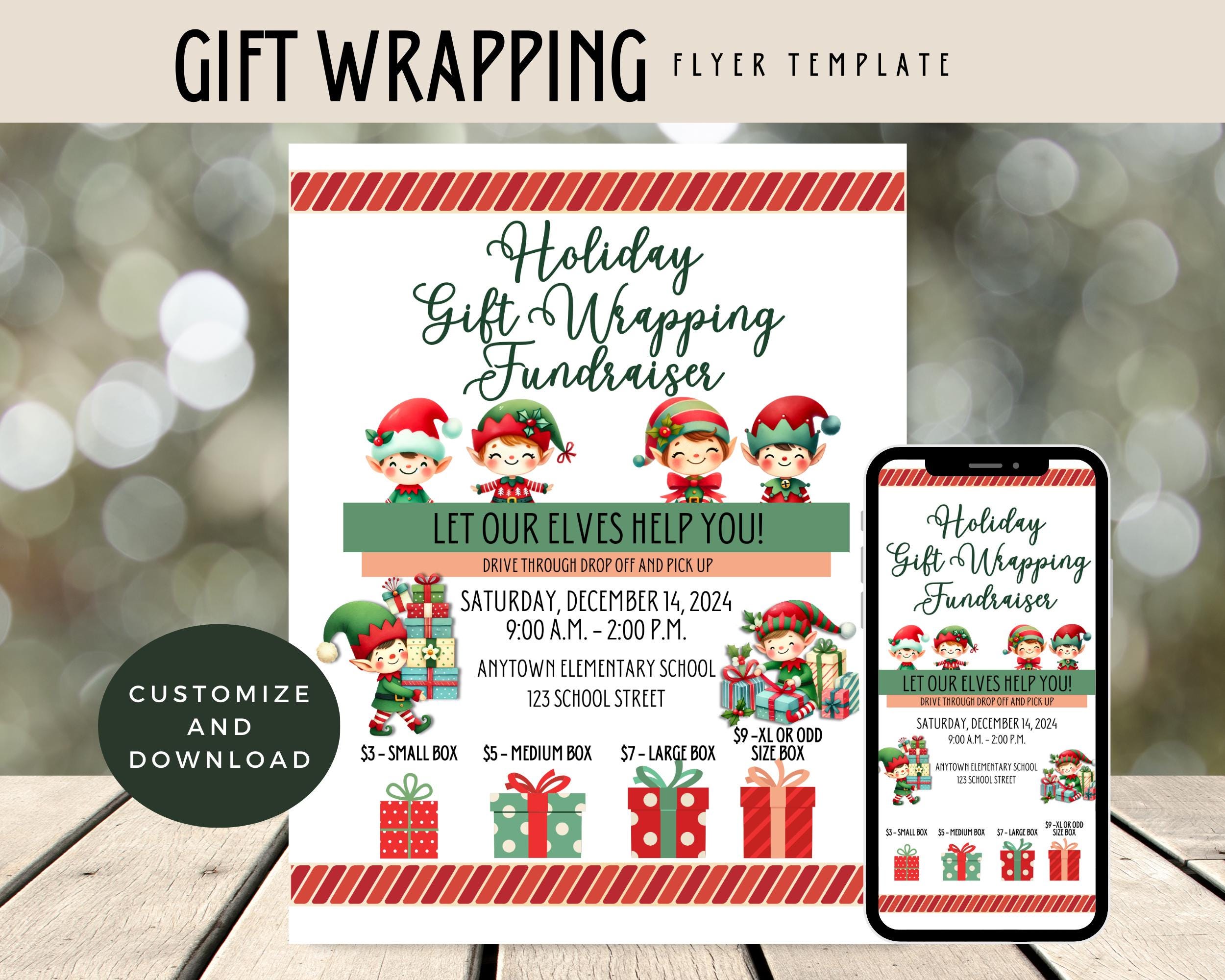 Holiday Gift Wrap Fundraiser Flyer - Editable Template for School ...