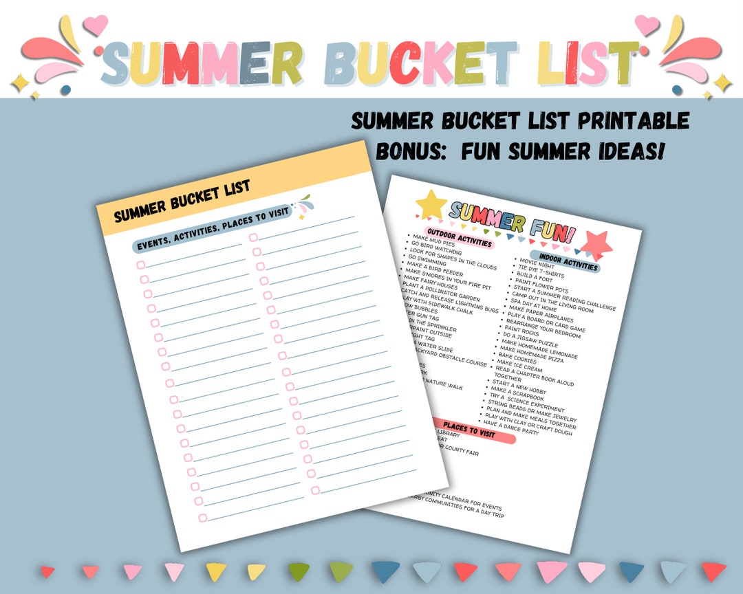 Summer Bucket List, Summer Activities Checklist, Summer to Do List ...