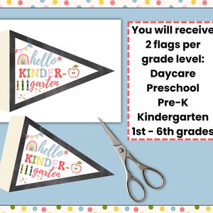 First Day of School Pennant Flag Printable, Printable Back to School ...