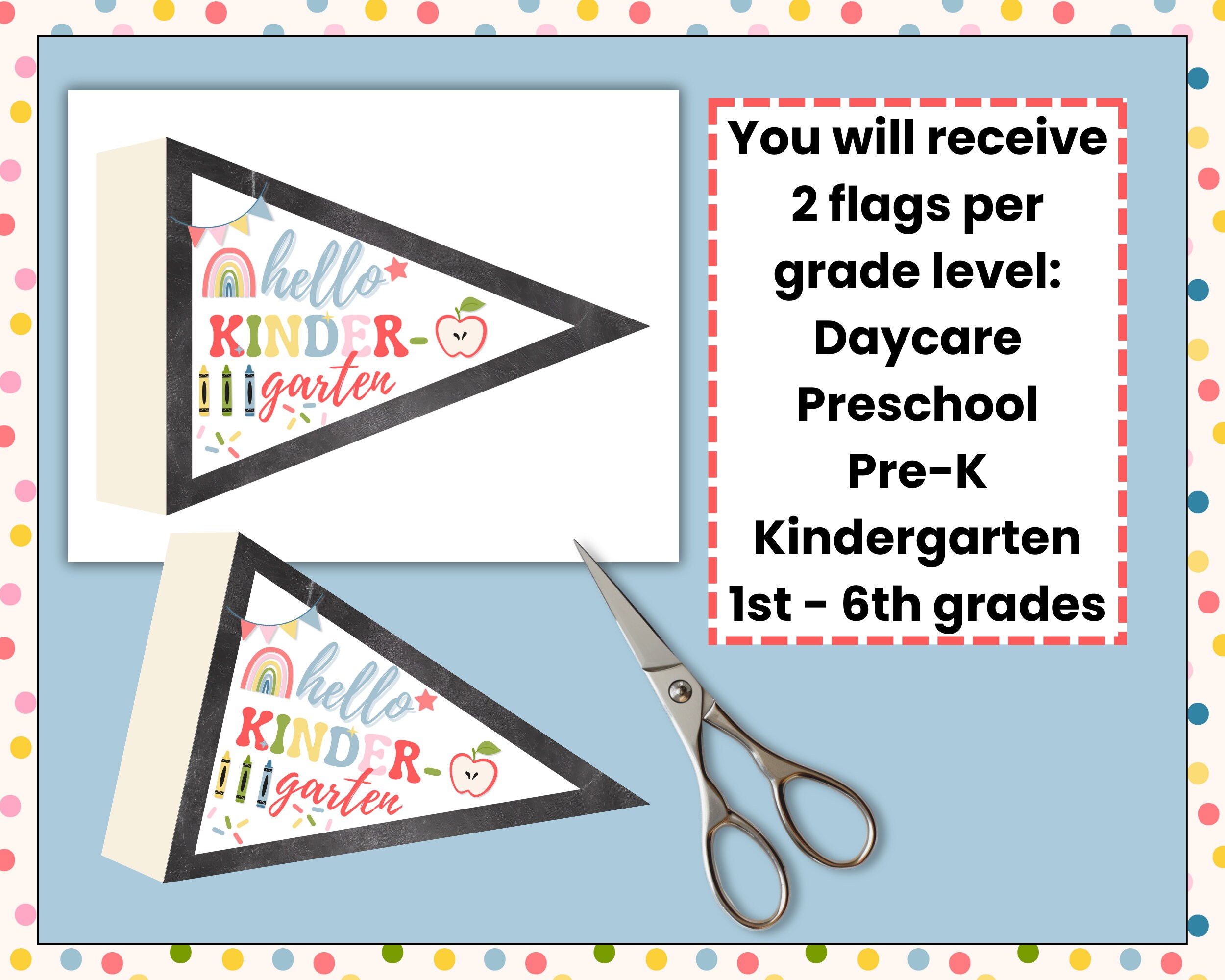 First Day of School Pennant Flag Printable, Printable Back to School ...
