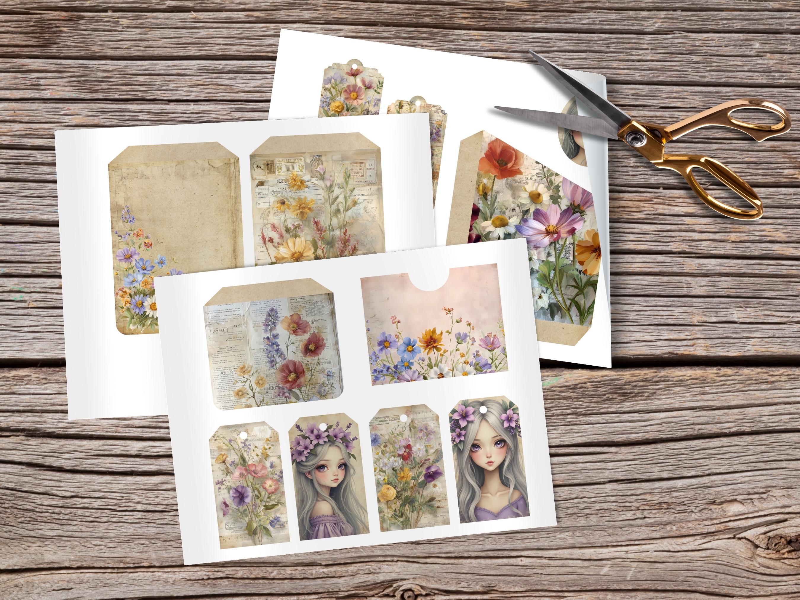 Silver Petals Waterfall Folio | Junk Journal Printable Kit | Tags ...