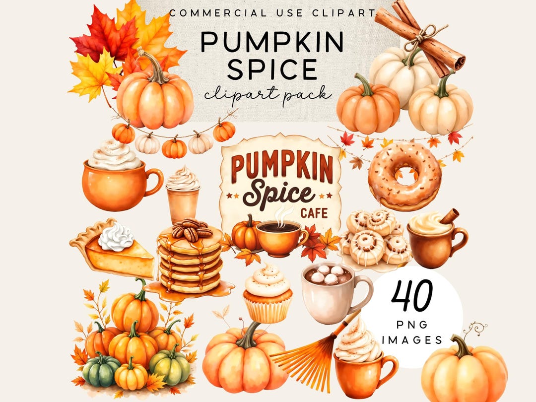 Pumpkin Spice Café Clipart | Fall Food & Pumpkin Pngs | Autumn Coffee ...