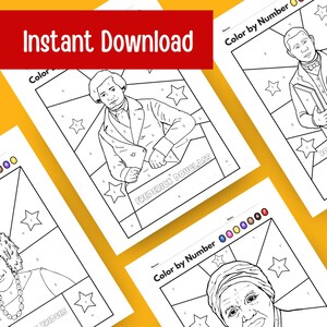 Black History Month Color by Number Printable Activity | 14 Coloring ...