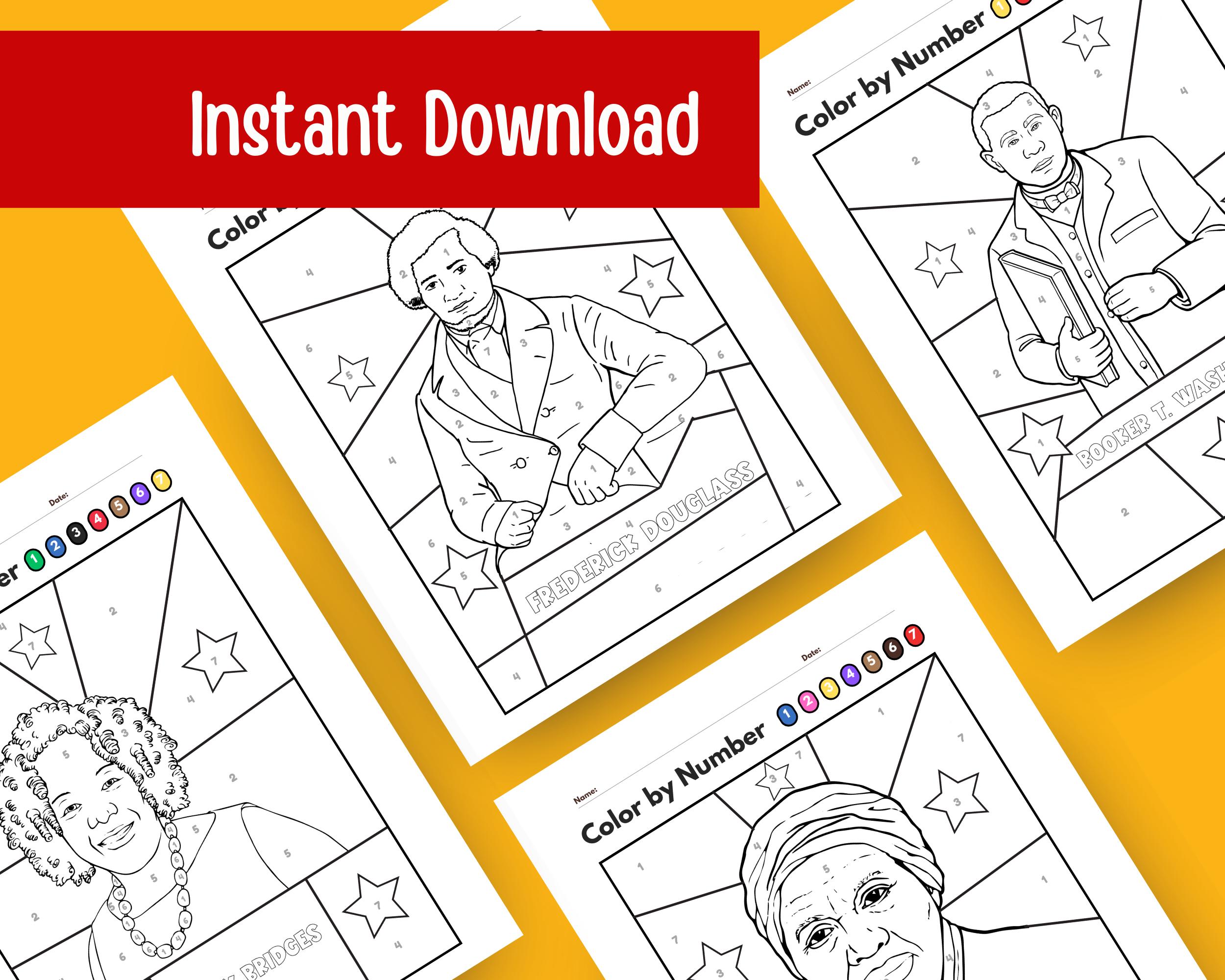 Black History Month Color by Number Printable Activity | 14 Coloring ...