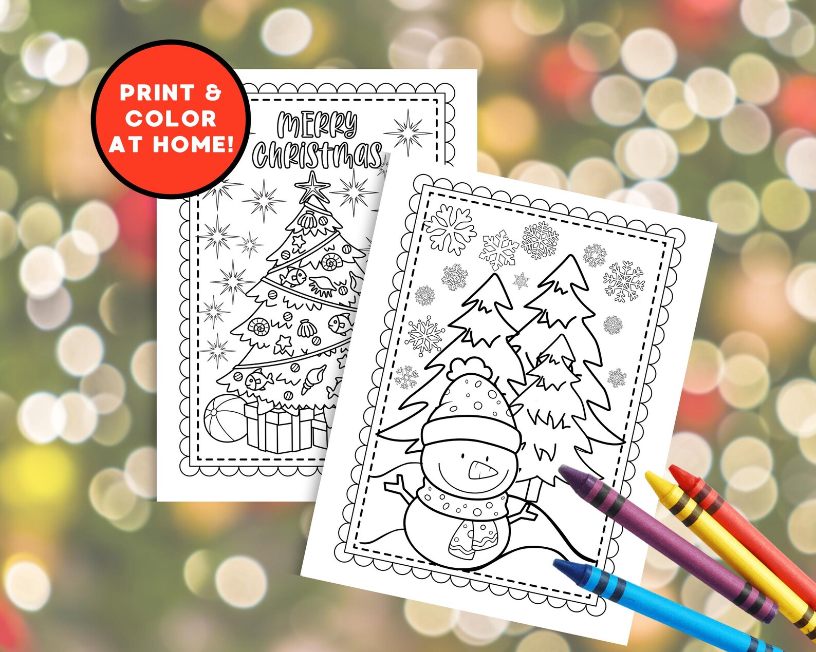 12 Christmas Coloring Pages for Kids, Creative Holiday School Activity ...