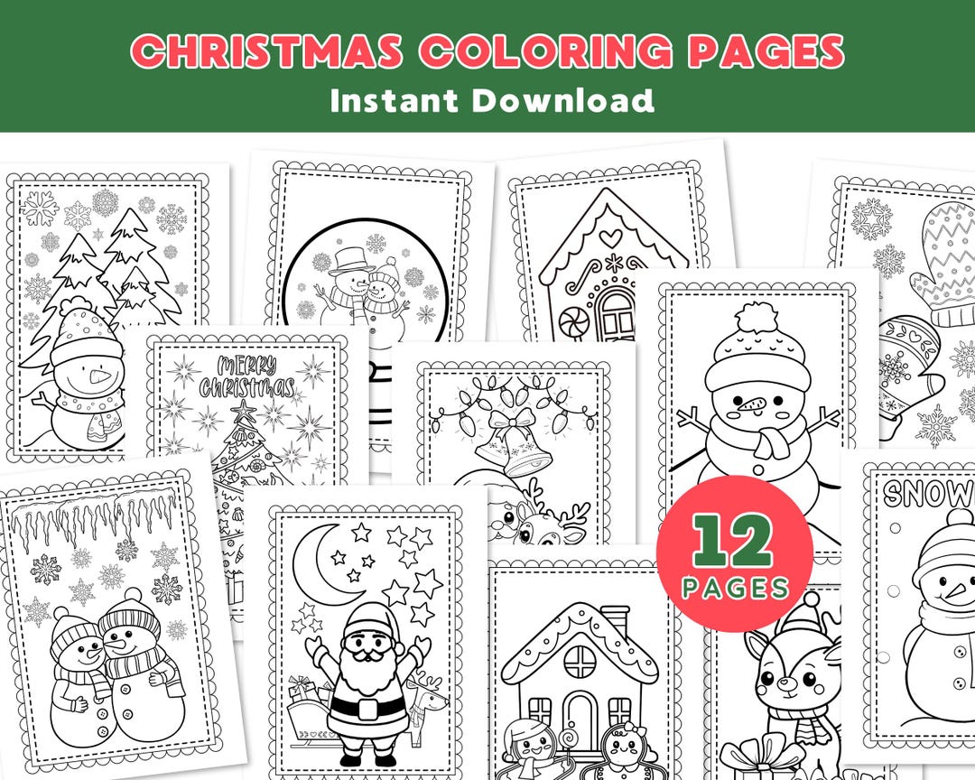 12 Christmas Coloring Pages for Kids, Creative Holiday School Activity ...