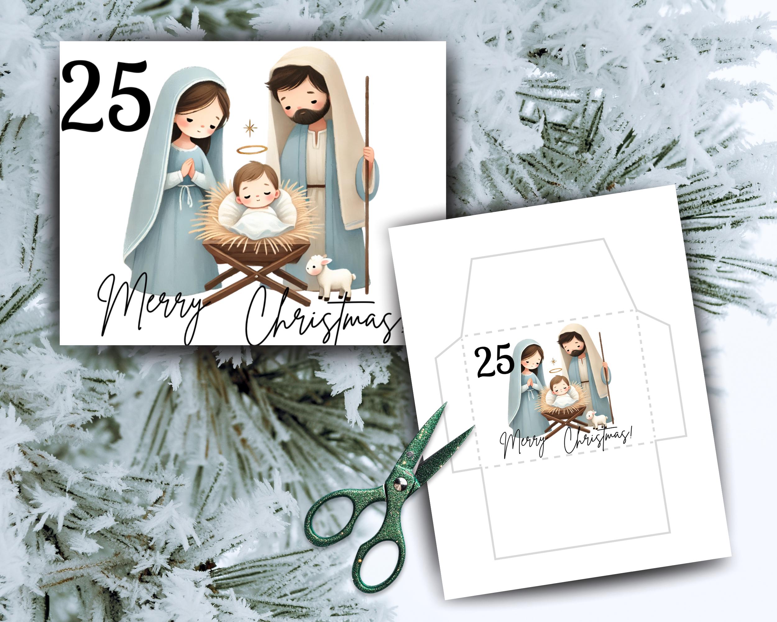 Nativity Scene Advent Calendar Envelopes - 25 Printable Templates for a ...