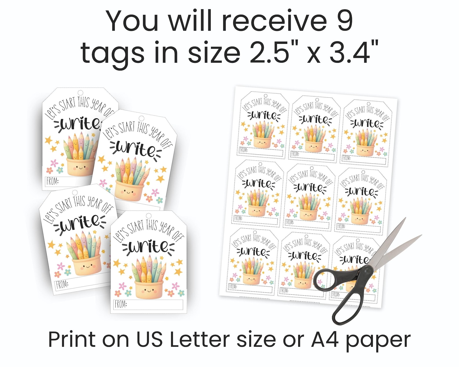 Back to School Printable Gift Tags | Let’s Start This Year off WRITE ...