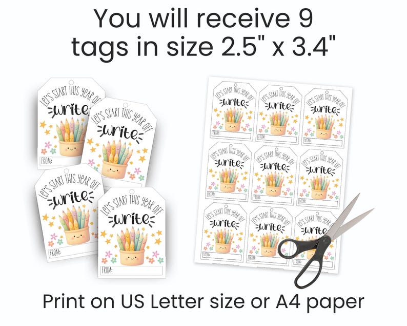 Back to School Printable Gift Tags | Let’s Start This Year off WRITE ...