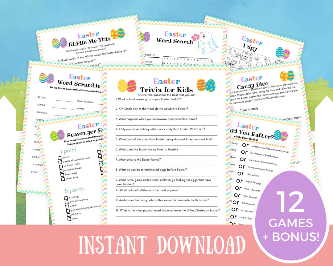 Easter Printable Games Bundle: Bingo, Riddles, Would You Rather, I Spy ...