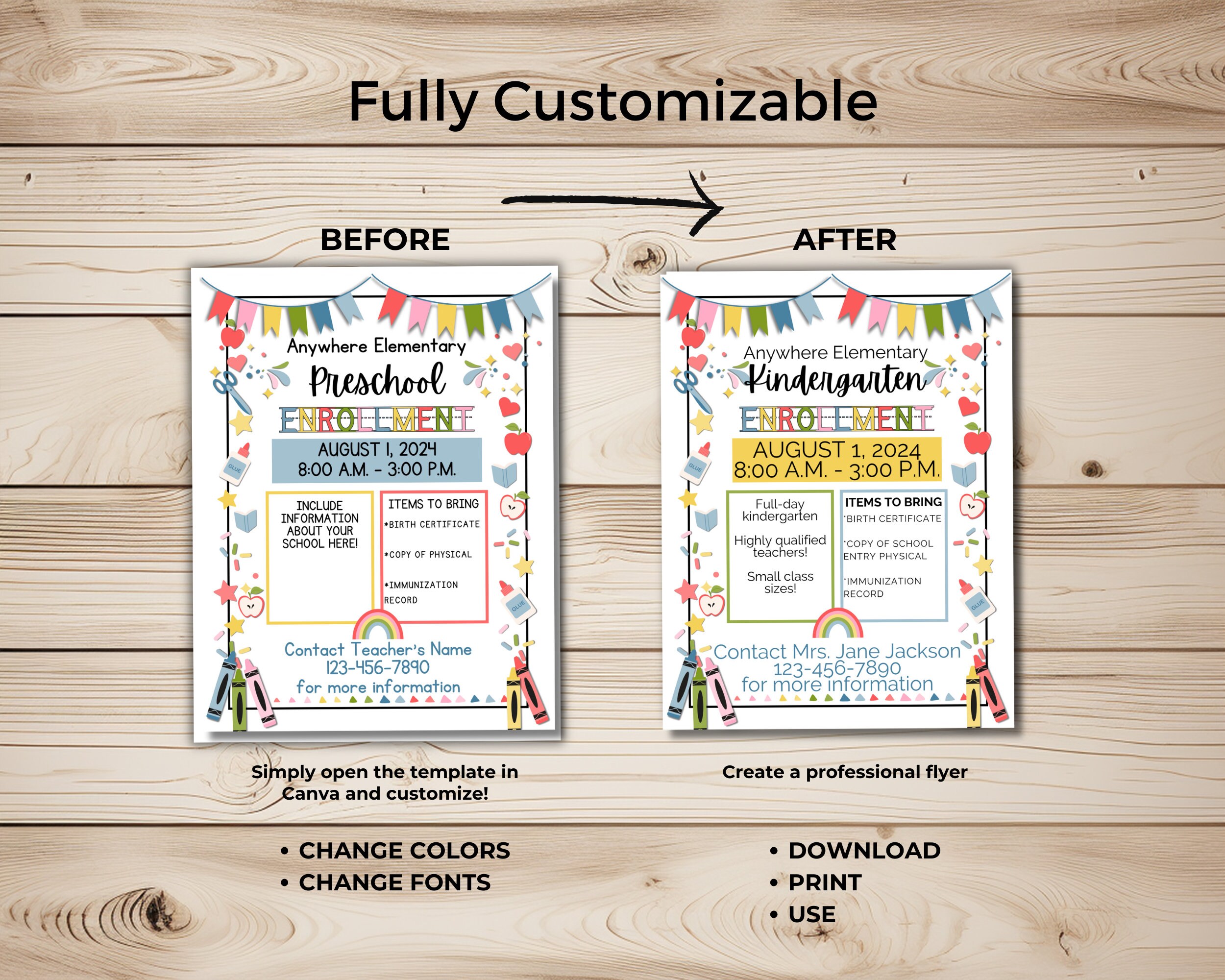 Customizable School Enrollment Flyer | Editable Canva Template ...