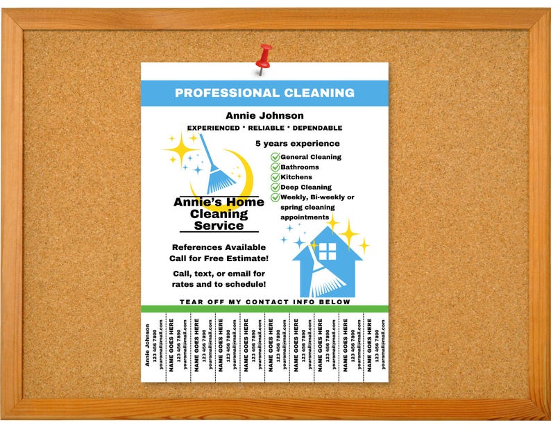 House Cleaning Tear off Flyer, Professional Cleaning Service Template ...