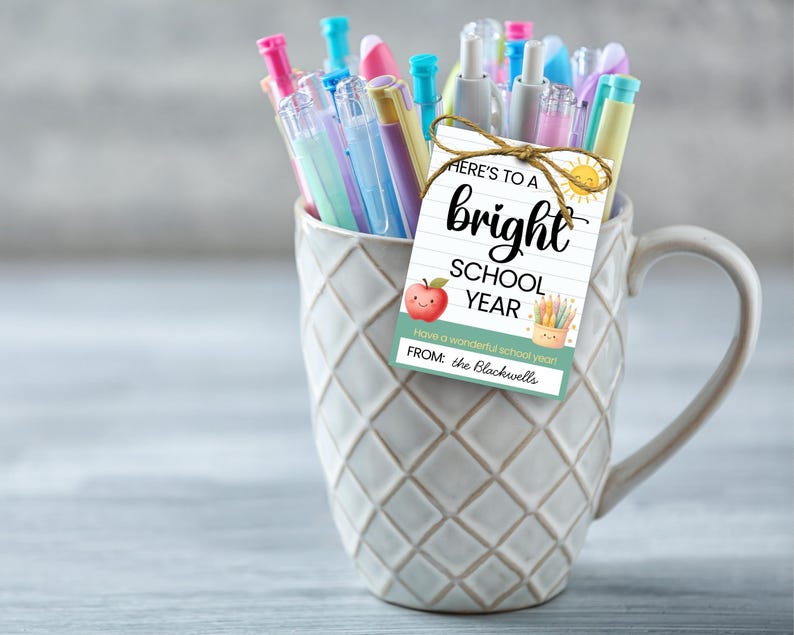 Back to School Printable Gift Tags | Here's to a Bright School Year ...