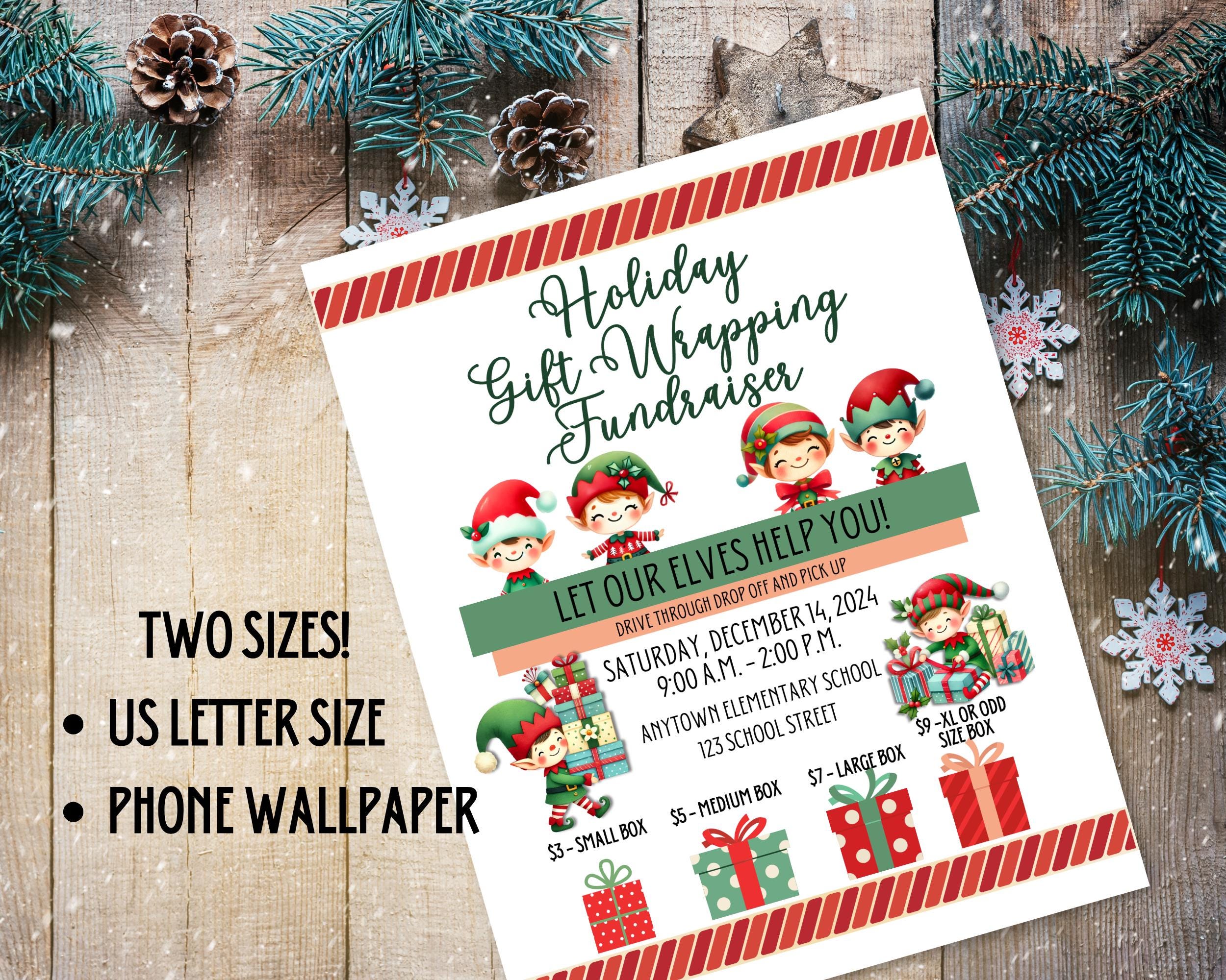 Holiday Gift Wrap Fundraiser Flyer - Editable Template for School ...