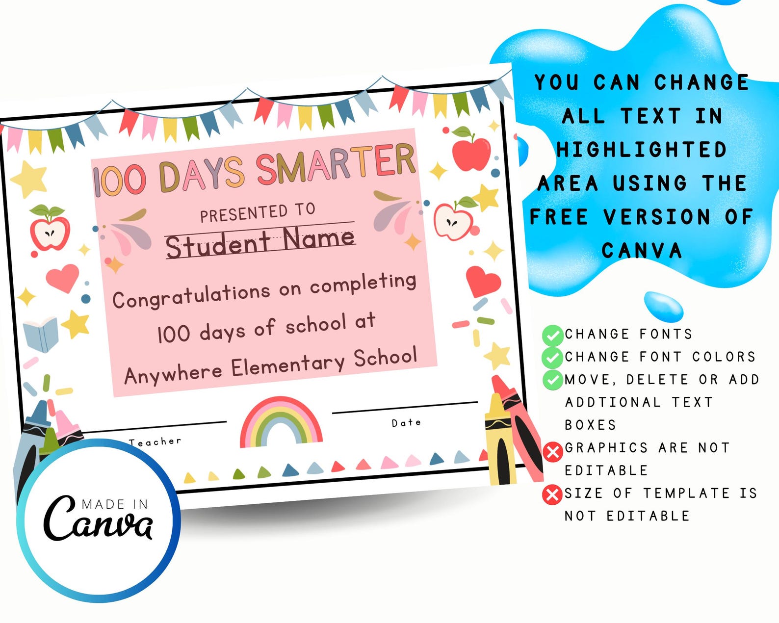 100th Day of School Certificate Template, 100 Day Printable Certificate ...