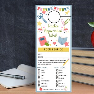 Teacher Appreciation Room Service Door Hanger, Printable Editable ...