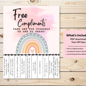 Compliment Tear off Flyer for School Counselors, Therapists, Teachers ...