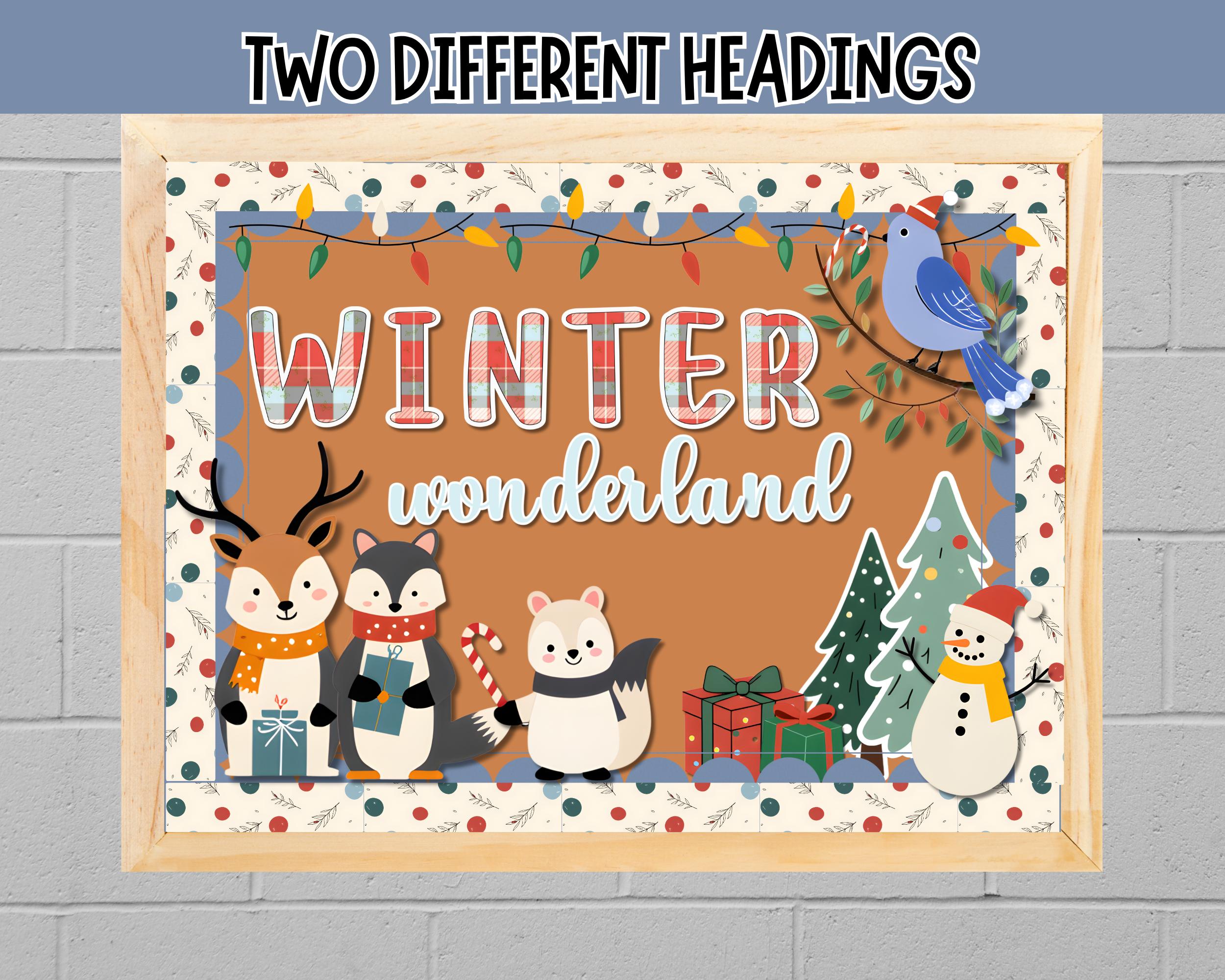 Winter Bulletin Board Kit | Woodland Animals, Christmas Trees ...