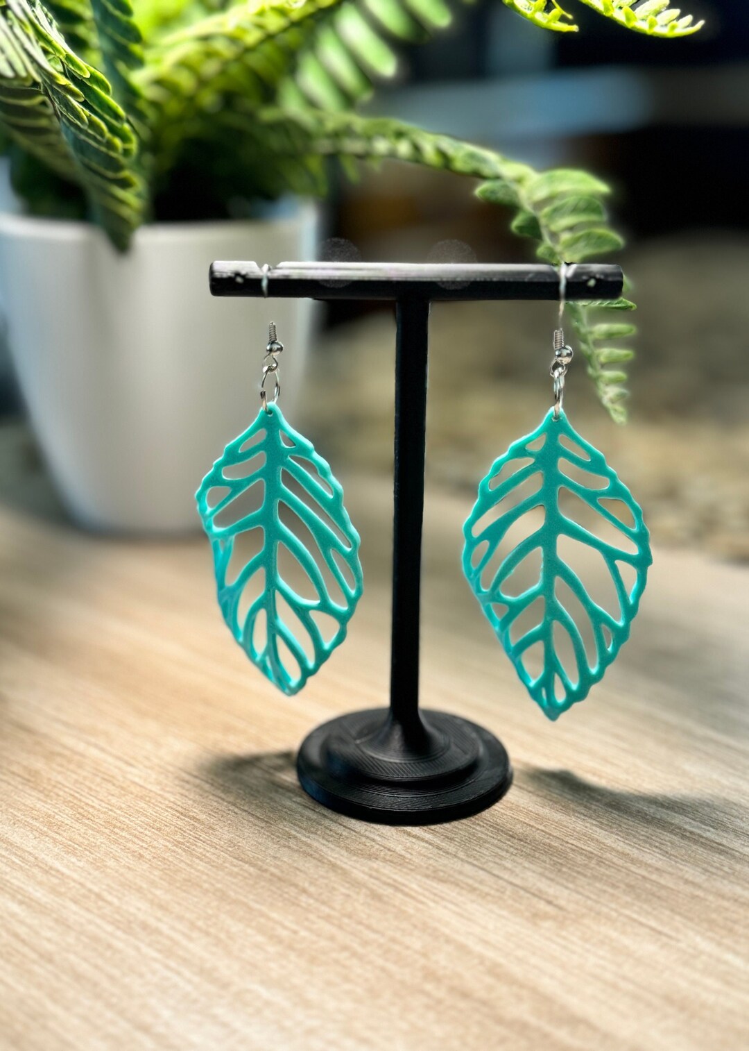 3D Printed Leaf Dangle Earrings: Lightweight PLA, Hypoallergenic - Etsy