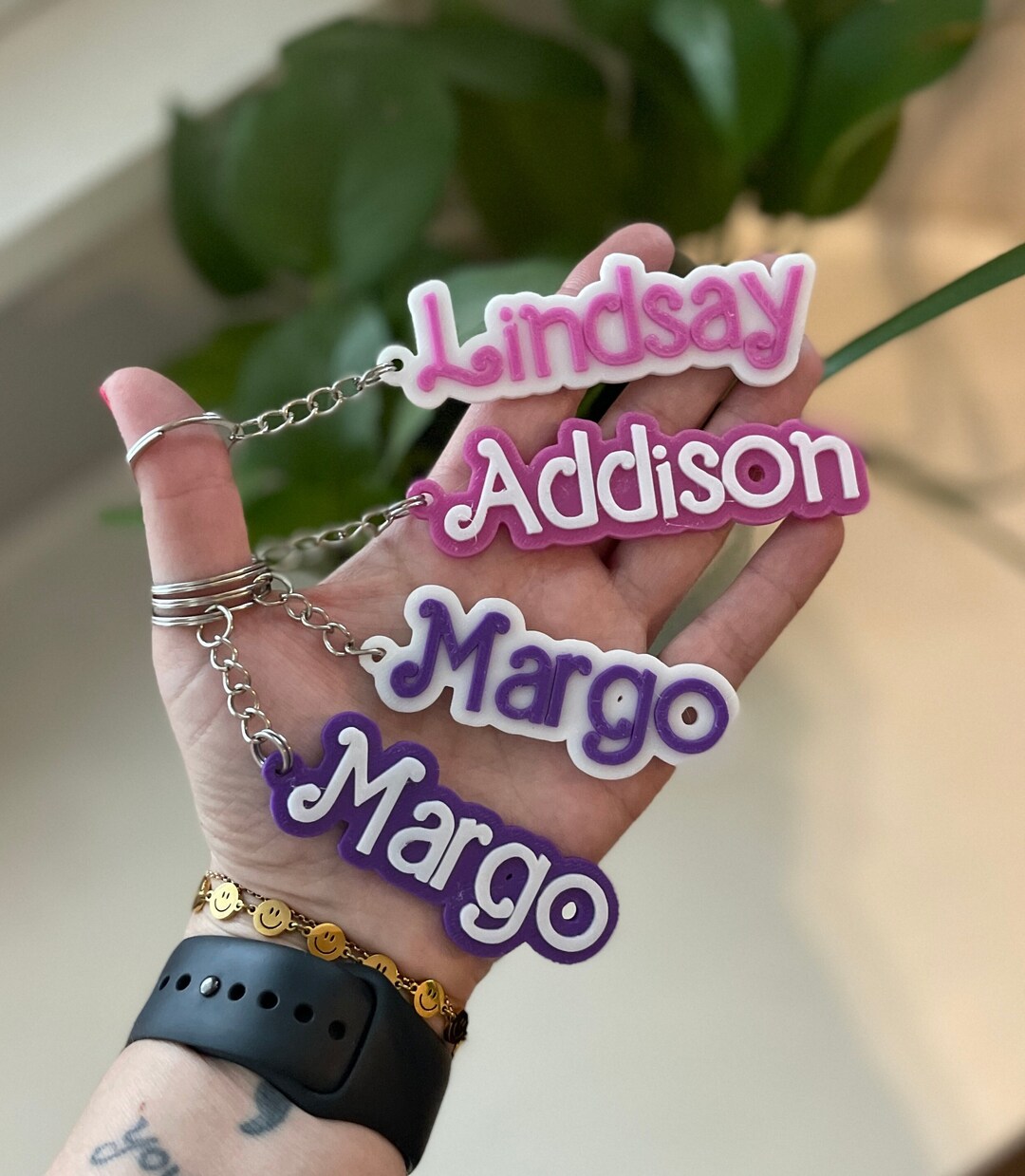Barbie Inspired Personalized Two-tone Name Keychains - Etsy