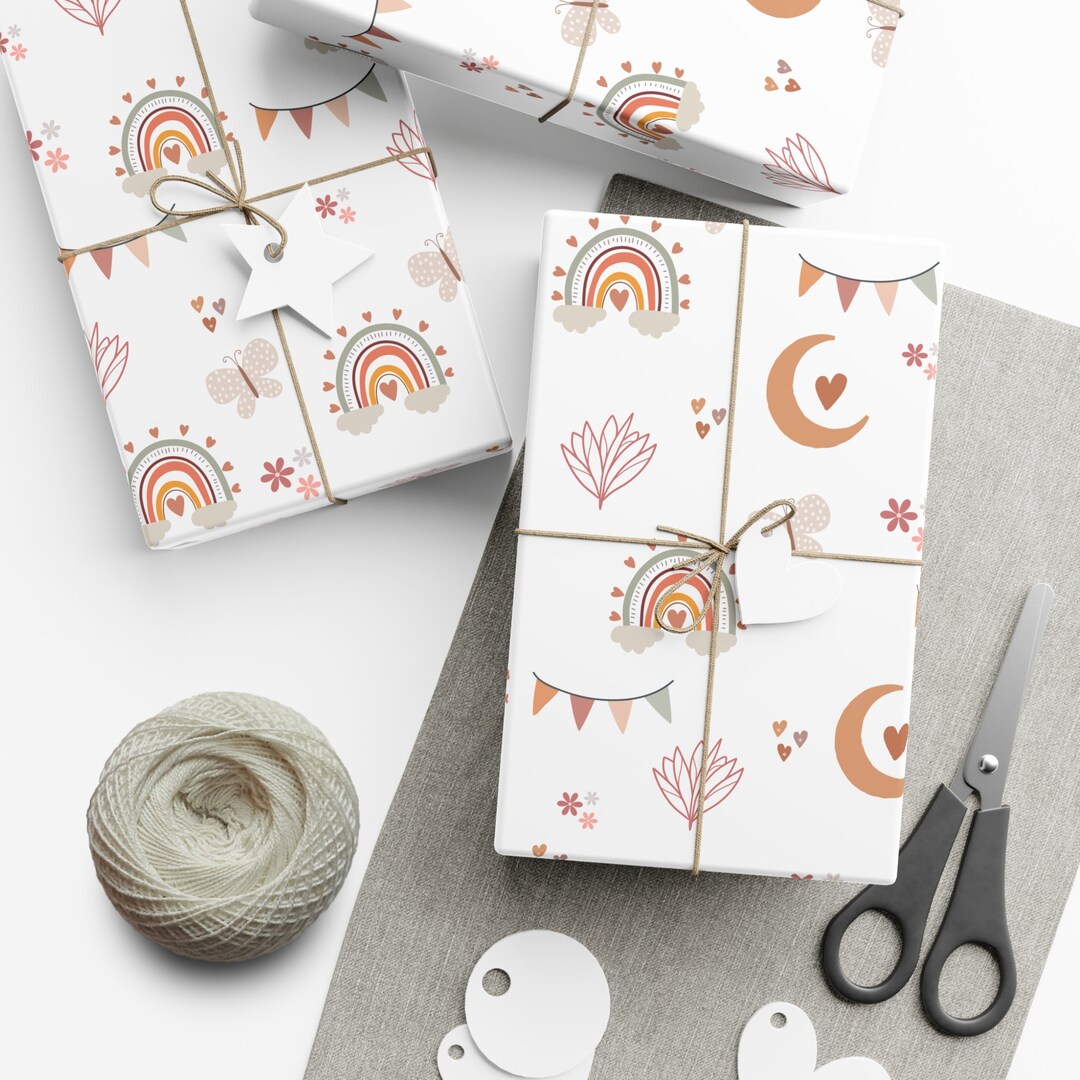 Boho Gift Wrapping Paper Roll, Cute Girls Wrapping Paper - Etsy