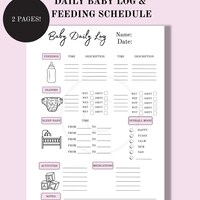 Newborn Daily Log Printable: Baby Care Tracker (letter/a4 PDF) - Etsy