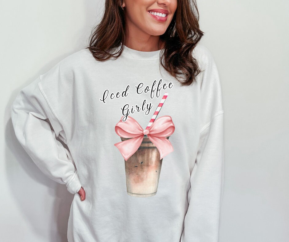 Sip in Style: Iced Coffee Girly Trendy Coquette Bow and Coffee PNG ...