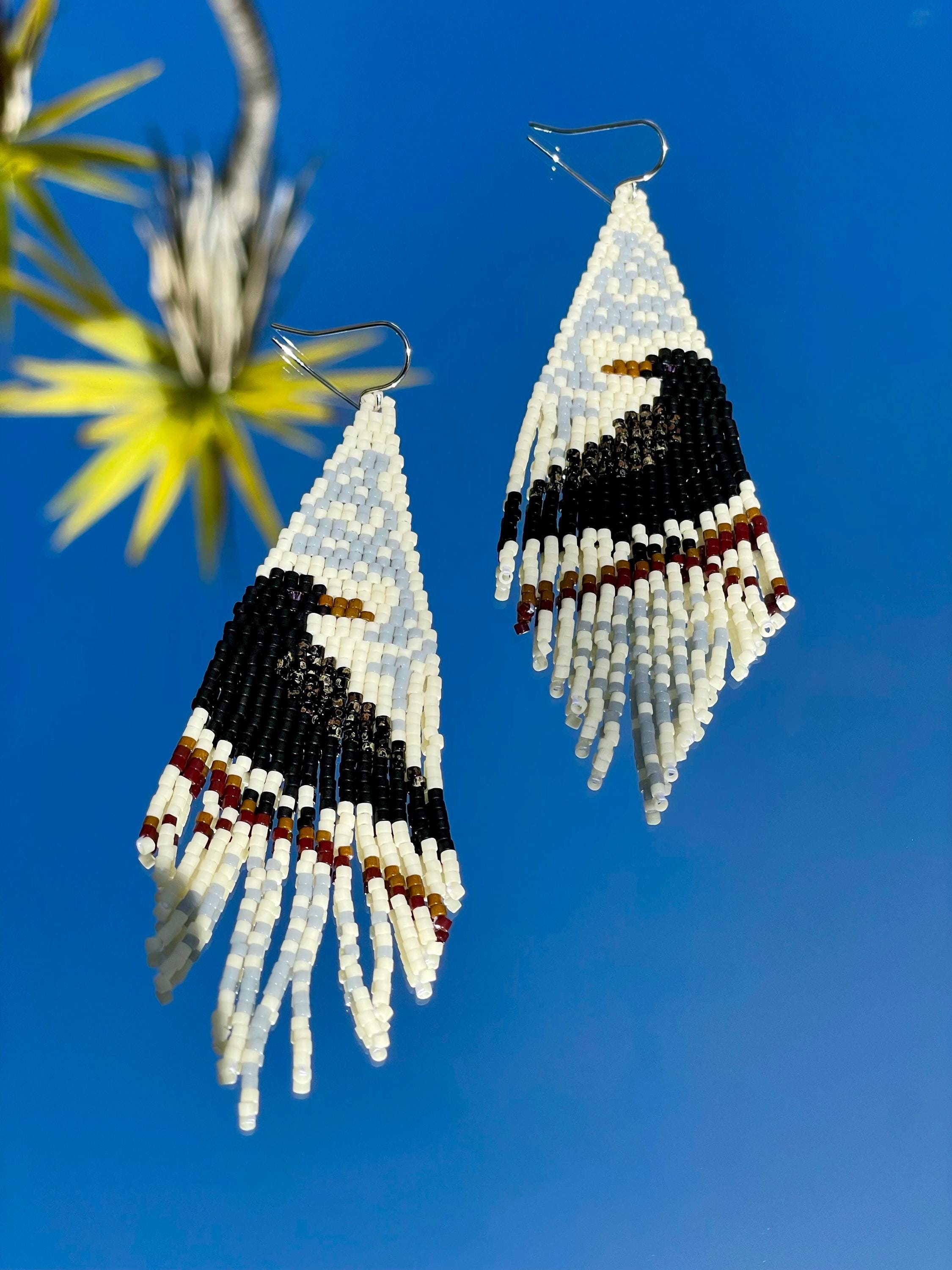 Beaded Crow Raven Fringe Earring Pattern: Brick Stitch Beading Pattern ...