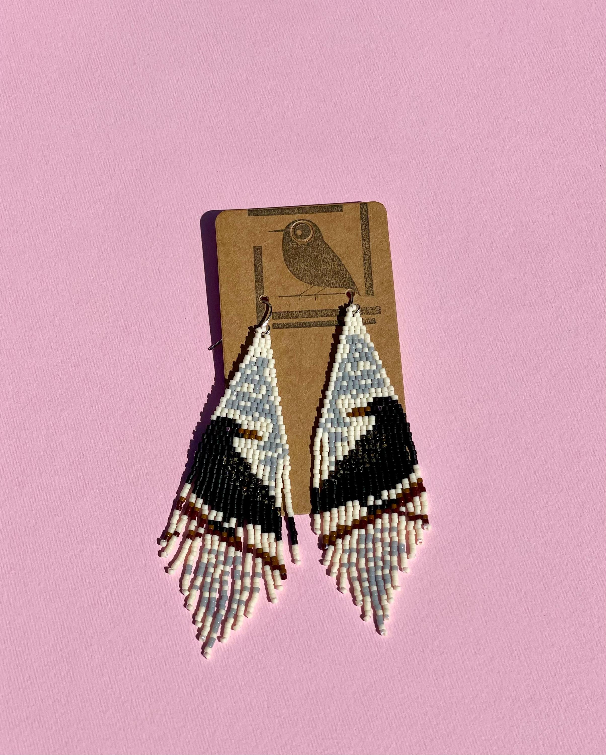 Beaded Crow Raven Fringe Earring Pattern: Brick Stitch Beading Pattern ...