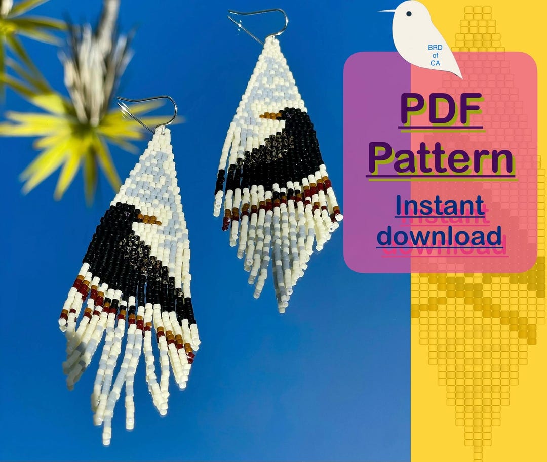 Beaded Crow Raven Earring Pattern PDF Download, Black Bird Beading ...