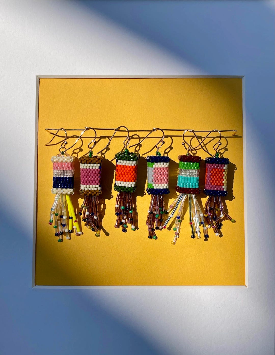Single Color Block Earring, Mismatched Multicolor Tassel Fringe ...